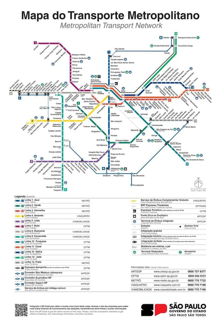 São Paulo lança mapa atualizado do metrô e trens metropolitanos; veja ...