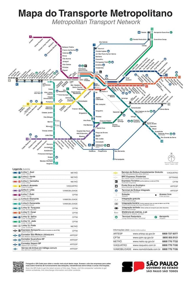 São Paulo lança mapa atualizado do metrô e trens metropolitanos; veja ...