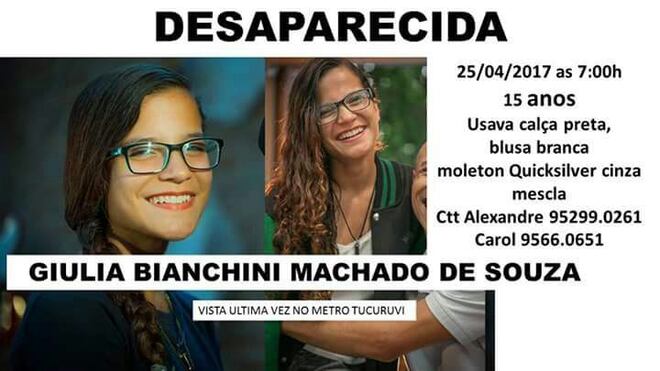 Giulia Bianchini, desaparecida na zona norte de São Paulo – Noticias R7